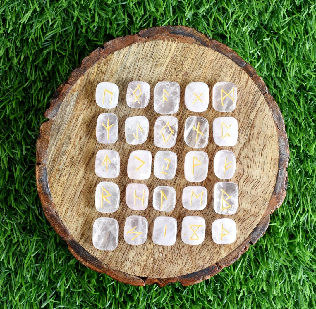 Rose Quartz Rune Sets Elder Futhark Rune Set Gemstone Runic Set Comes ...
