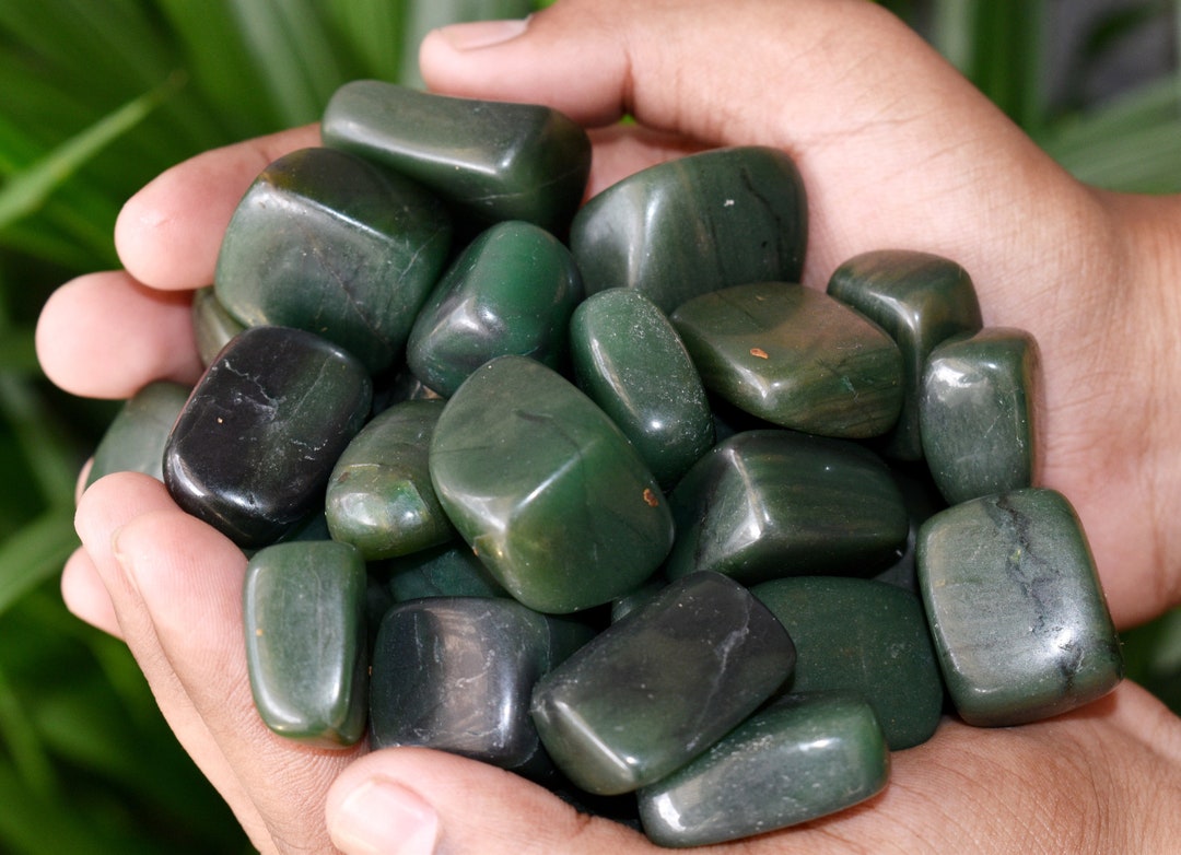 Natural Green Jade Tumbled Stones, Genuine A Grade Healing Gemstones in ...