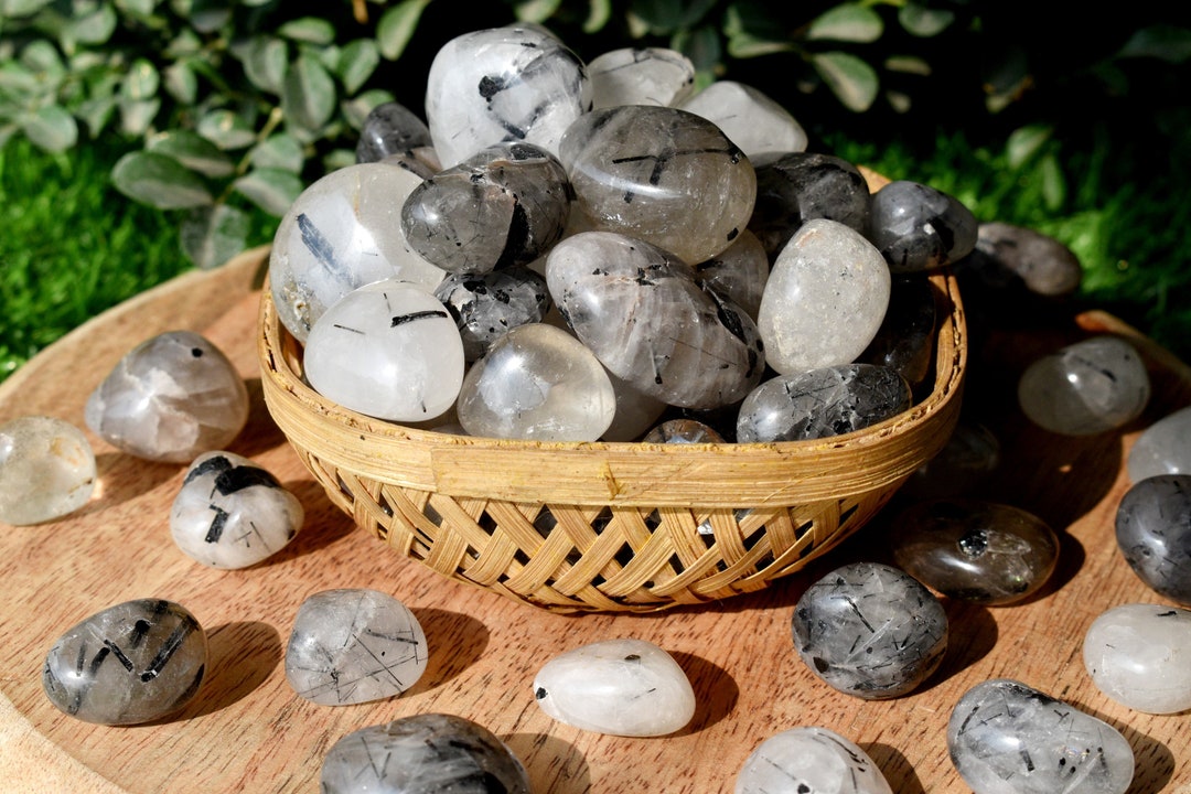 Real Black Rutile Tumbled Stones, Genuine A Grade Healing Polished ...