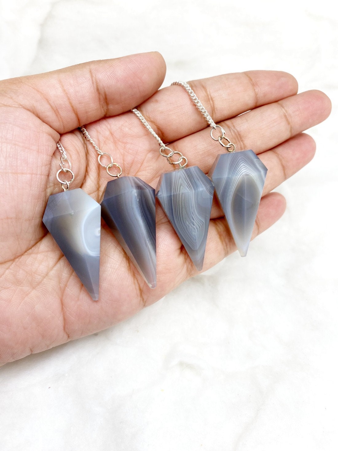 Grey Agate Faceted Cone Pendulum Healing Dowsing Crystal - Etsy