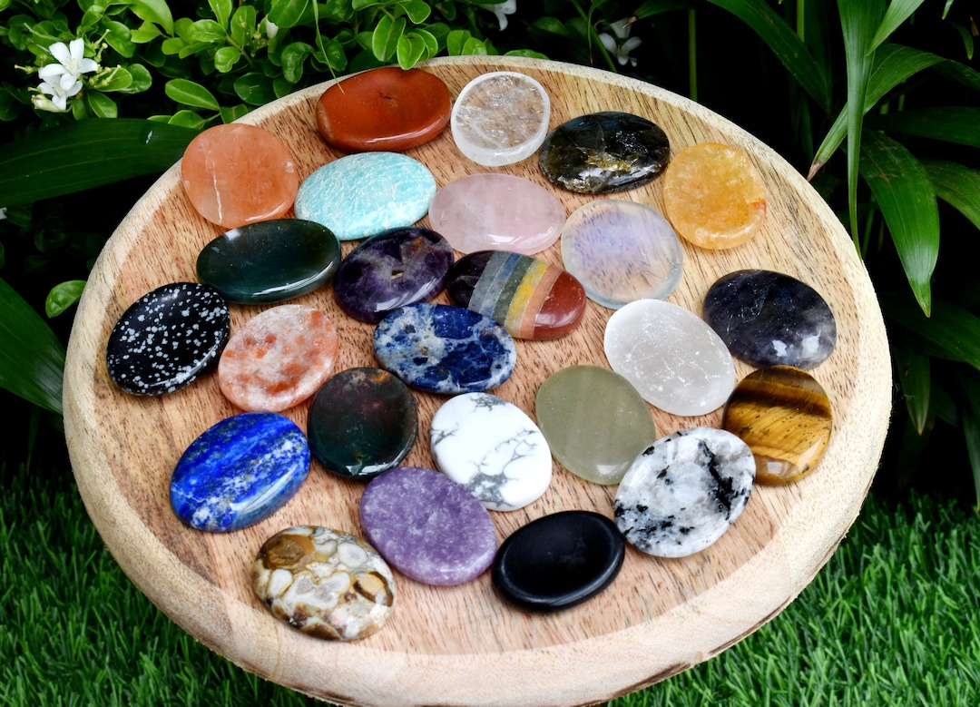 Natural Hand Carved Crystal Worry Stones, Choose Your Polished Pocket ...