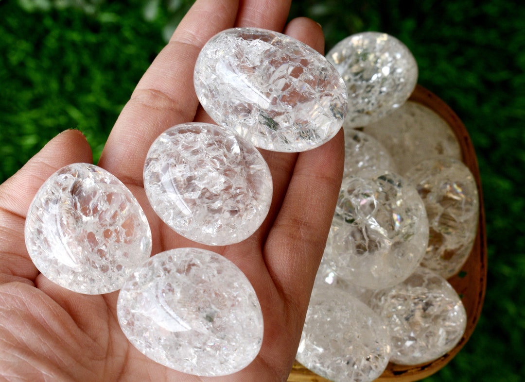 Genuine Clear Crackle Quartz Crystal, Real A Grade Tumbled Gemstones in ...