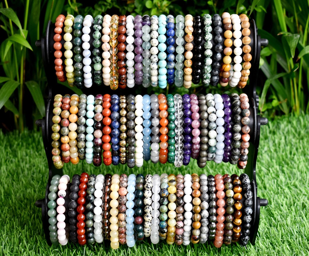 Buy Any 3 Crystal Bracelets Bundle Gift, 6mm Round Beaded Bracelet ...