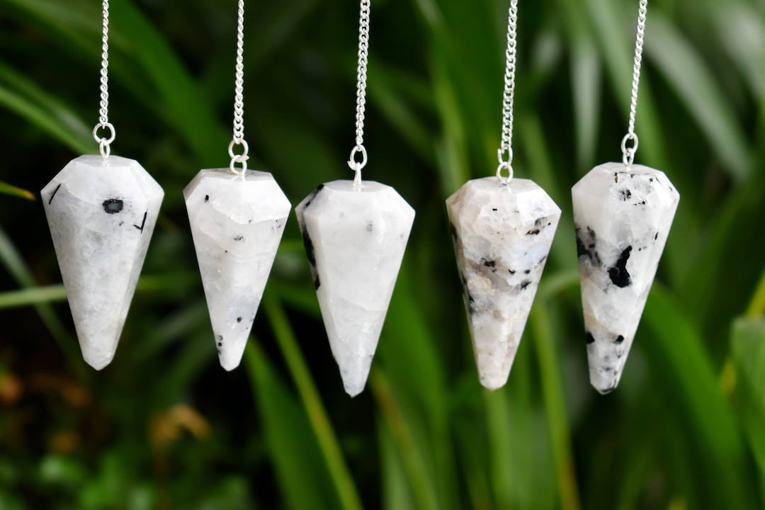 Rainbow Moonstone Faceted Cone Pendulum Healing Dowsing Crystal ...