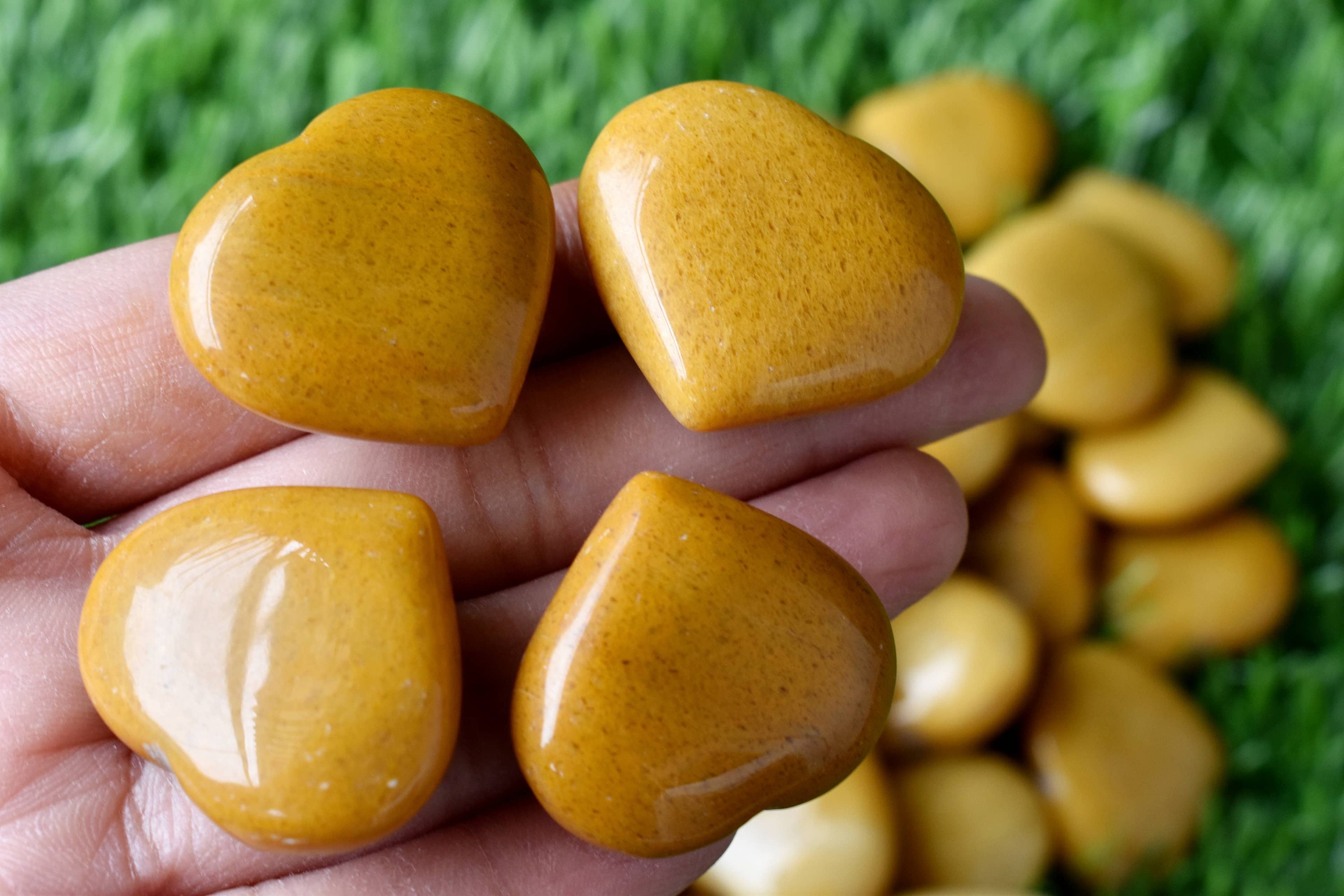 Yellow Aventurine Puffy Mini Hearts 1 Inch Pocket Heart Mini Puffy ...