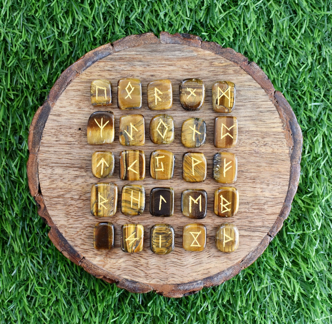 Tiger Eye Rune Sets Elder Futhrak Rune Set Gemstone Runic Set Comes ...