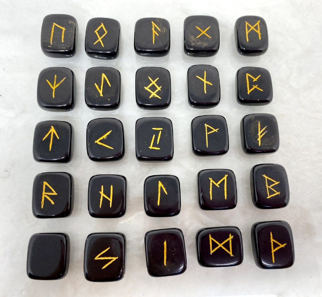 Black Jasper Rune Sets Elder Futhrak Rune Set Gemstone Runic - Etsy