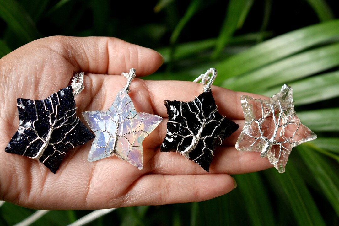 Pick 1 Wholesale Pack of 10pcs Real Crystal Star Wire Wrapped Pendants ...