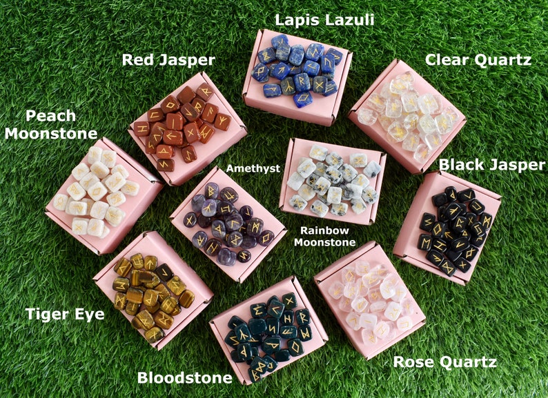 Red Jasper Rune Sets Elder Futhrak Rune Set Gemstone Runic Set Comes ...