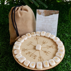 Moonstone Rune Sets Elder Futhark Rune Set Gemstone Runic Set Comes ...