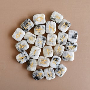 Rainbow Moonstone Rune Sets Elder Futhrak Rune Set Gemstone Runic Set ...