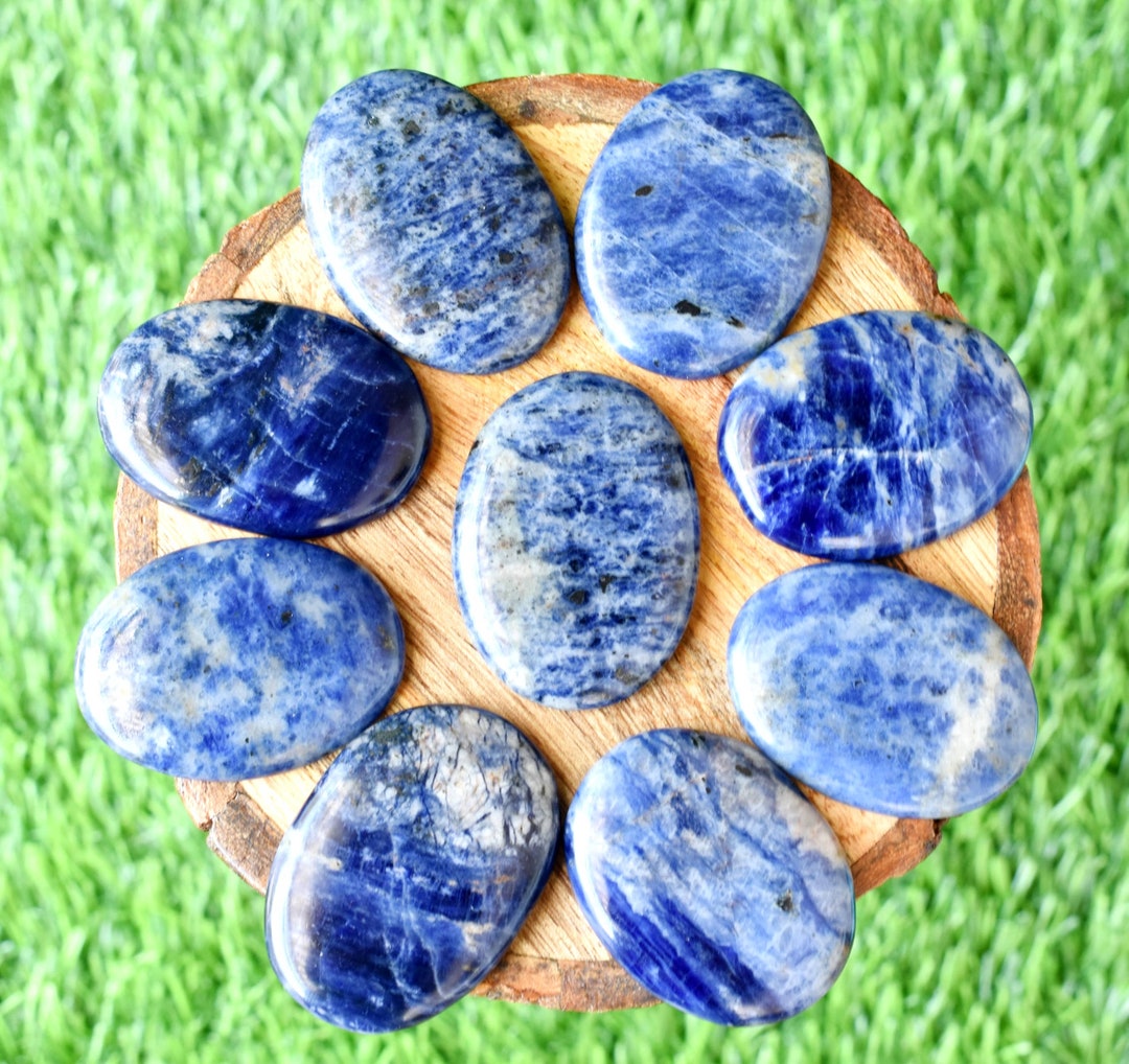 One (1) Sodalite Palm Stone for Crystal Healing - Pocket Palm Stone ...