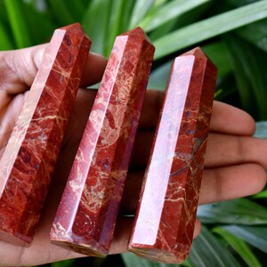 One (1) Red Jasper Tower Obelisk Points ~ Large Crystal Tower, Red ...