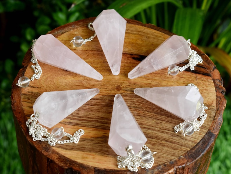 Rose Quartz Faceted Cone Pendulum Healing Dowsing Crystal - Etsy