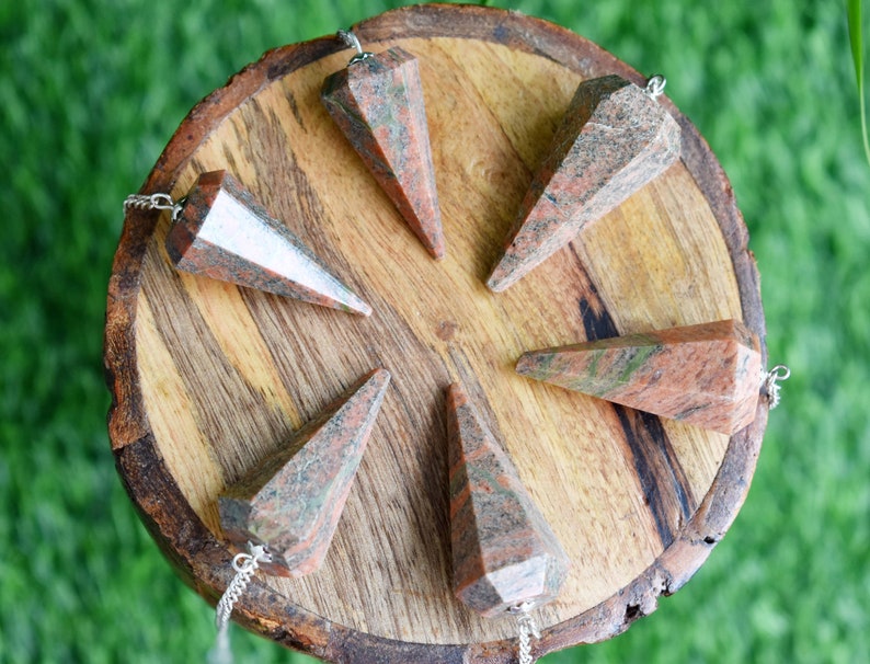 Unakite Faceted Cone Pendulum Healing Dowsing Crystal Pendulum - Etsy