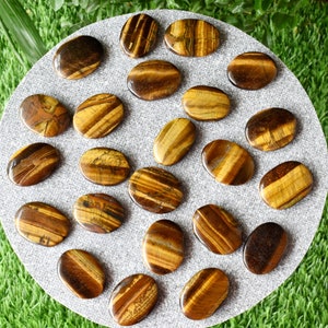 One (1) Tiger Eye Worry Stone for Crystal Healing - Pocket Palm Stone ...