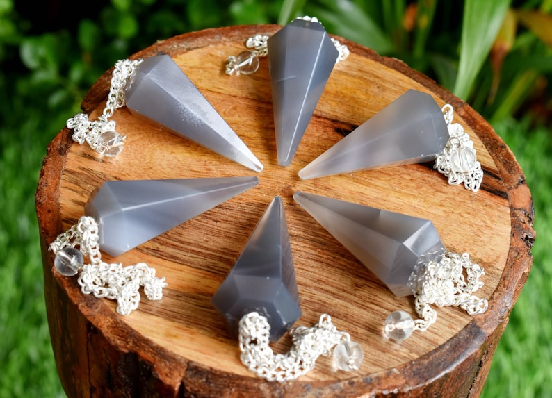 Grey Agate Faceted Cone Pendulum Healing Dowsing Crystal - Etsy