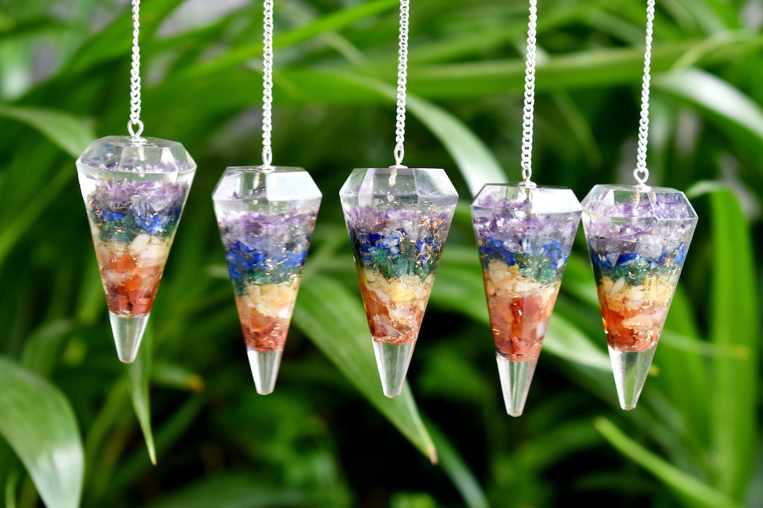 7 Chakra Orgone Cone Pendulum Healing Dowsing Crystal Pendulum - Etsy