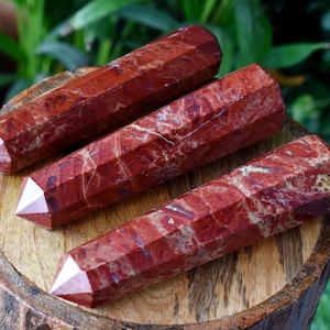 One (1) Red Jasper Tower Obelisk Points ~ Large Crystal Tower, Red ...