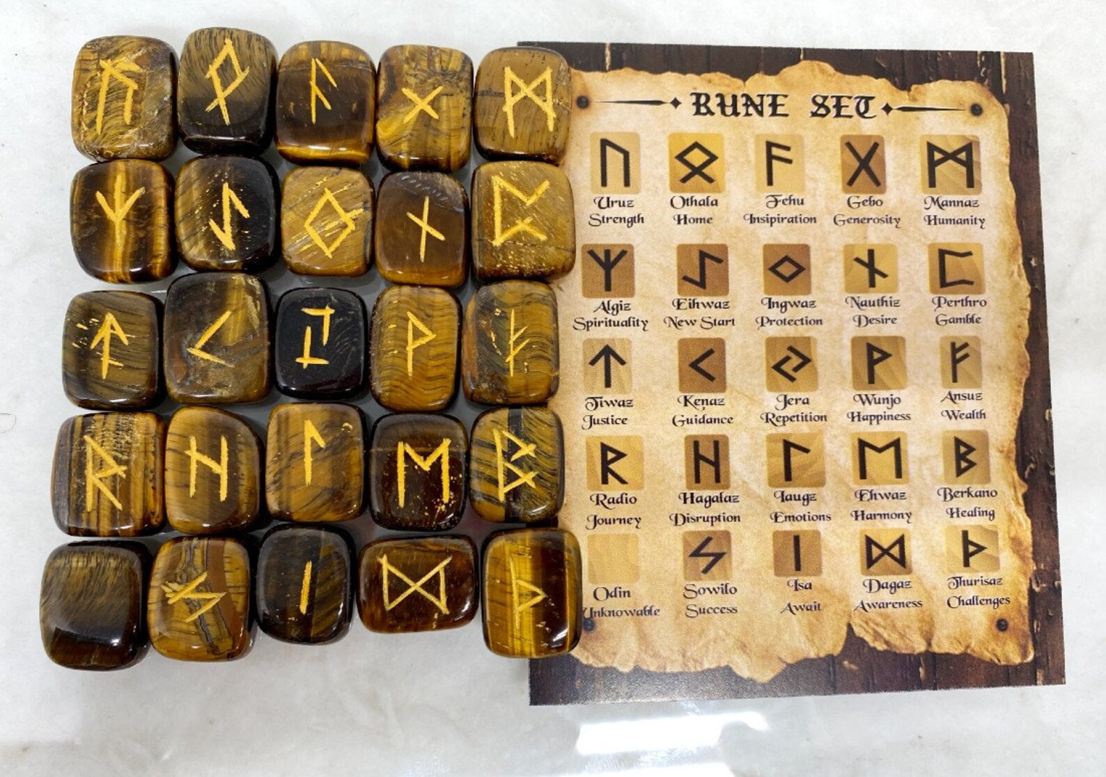Tiger Eye Rune Sets Elder Futhrak Rune Set Gemstone Runic Set - Etsy
