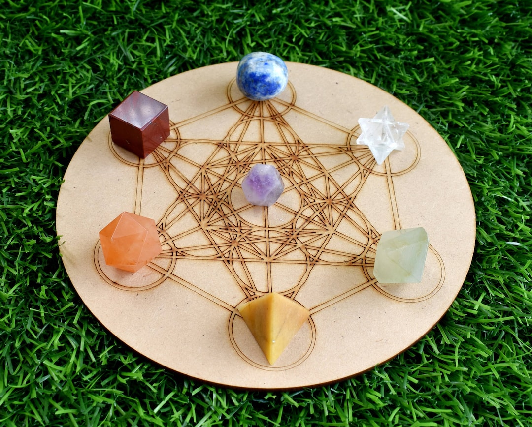 7 Pcs Chakra Platonic Solids Sacred Geometric Set Crystal Geometry Set ...