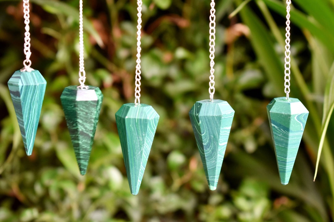 Synthetic Malachite Faceted Cone Pendulum Healing Dowsing Crystal ...