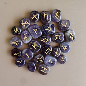Amethyst Rune Sets Elder Futhark Rune Set Gemstone Runic Set Comes With ...