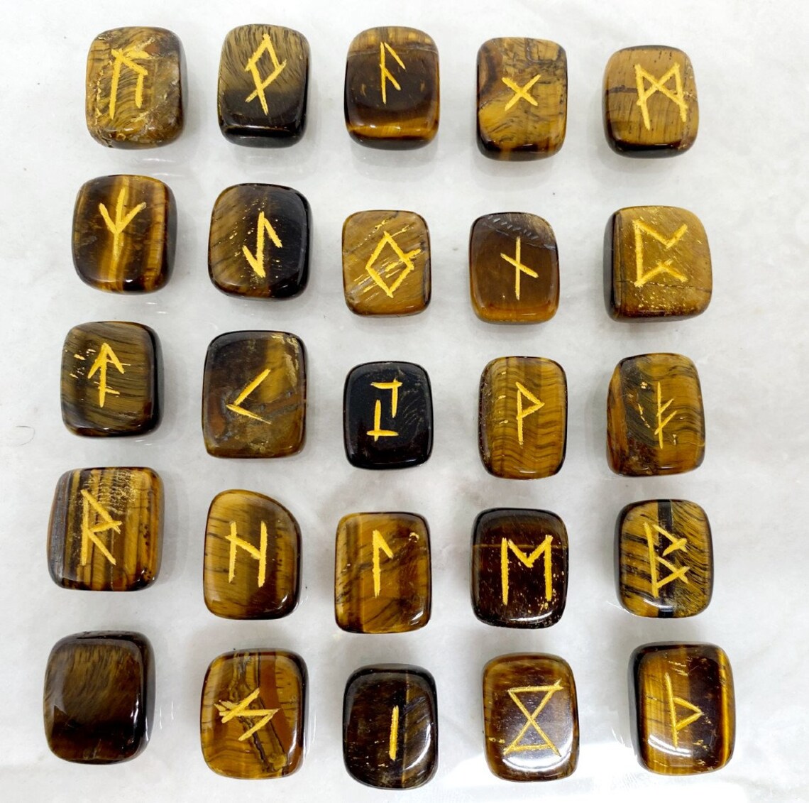 Tiger Eye Rune Sets Elder Futhrak Rune Set Gemstone Runic Set - Etsy