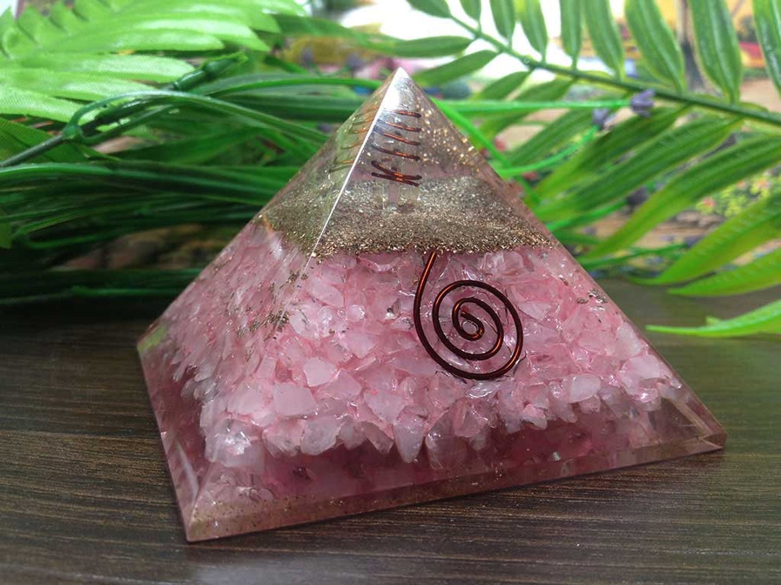 Rose Quartz Orgone Pyramid With Crystal Point for Orgone - Etsy