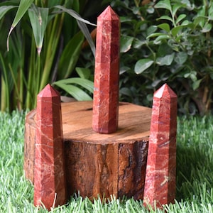 One (1) Red Jasper Tower Obelisk Points ~ Large Crystal Tower, Red ...