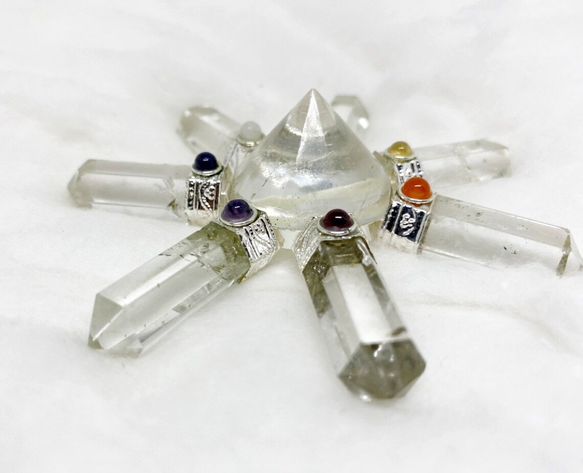Crystal Quartz 7 Point Energy Generator With Crystal Pyramid - Etsy