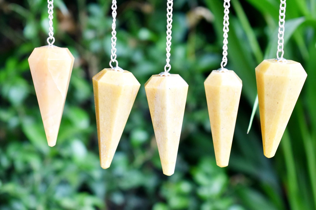 Yellow Aventurine Faceted Cone Pendulum Healing Dowsing Crystal ...