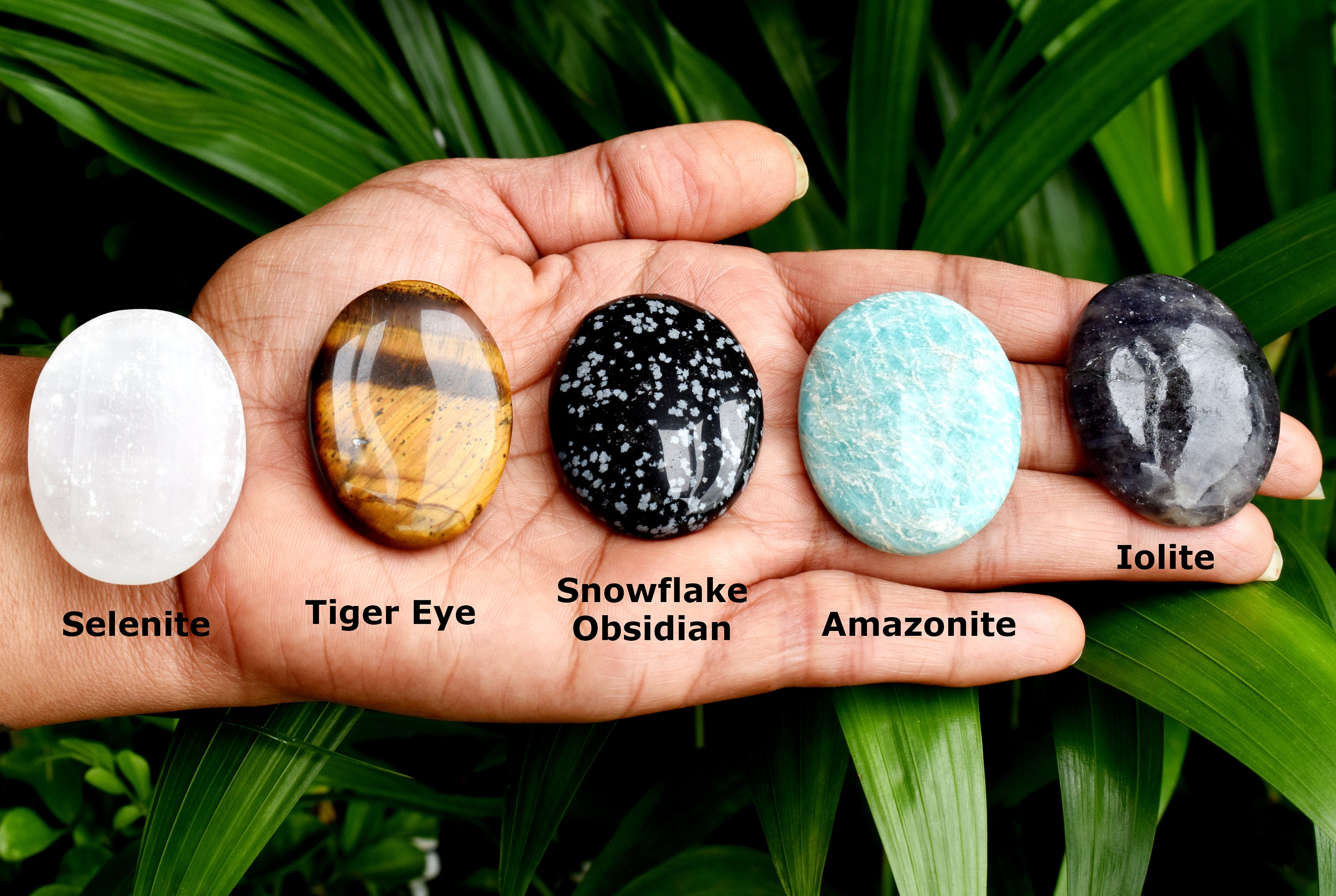 Natural Hand Carved Crystal Worry Stones Choose Your Polished - Etsy