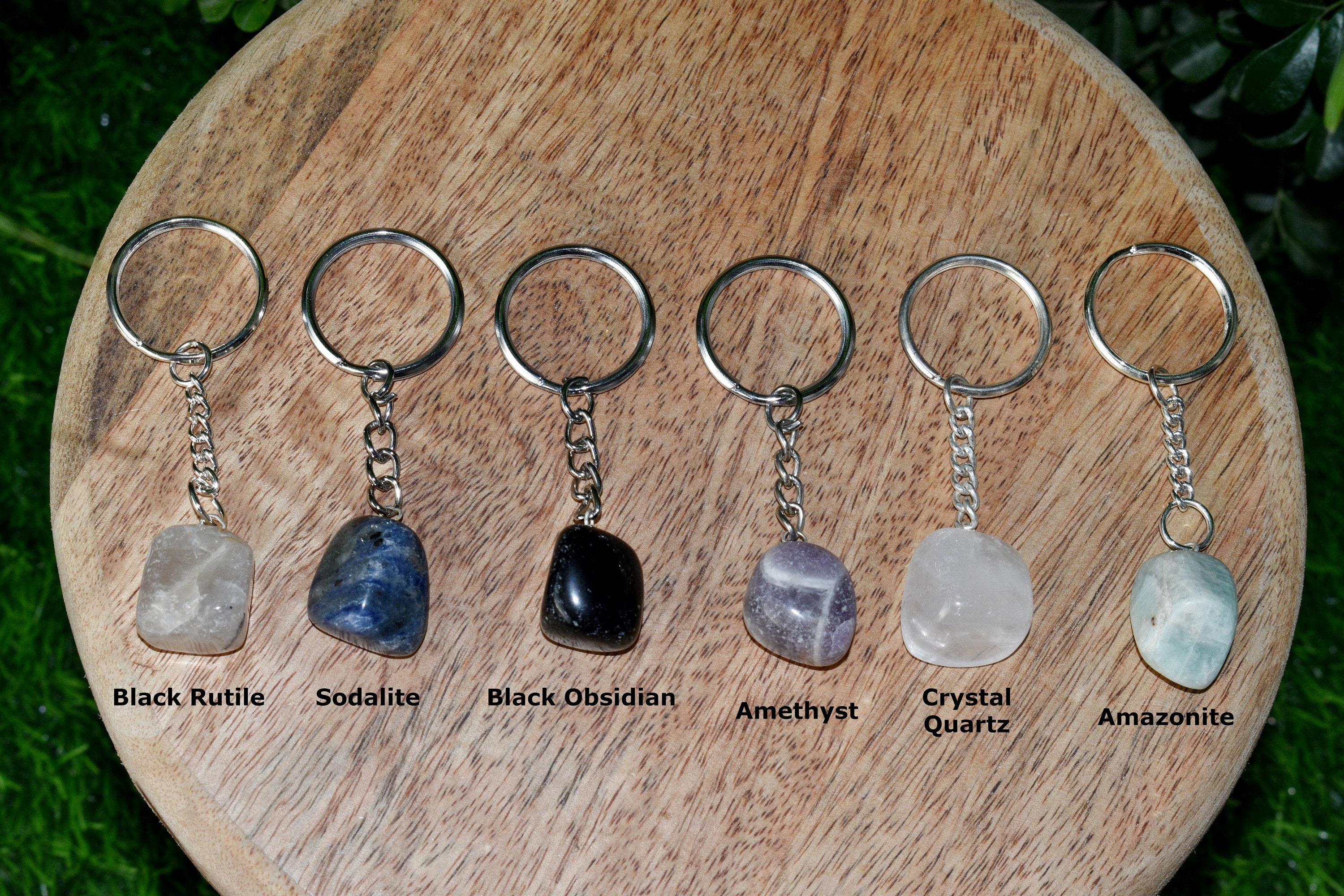 Tumbled Gemstone Crystal Keychains natural Tumbled Keychain - Etsy