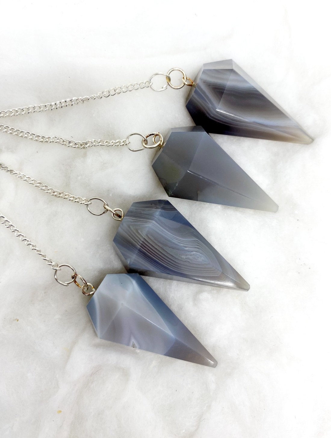 Grey Agate Faceted Cone Pendulum Healing Dowsing Crystal - Etsy