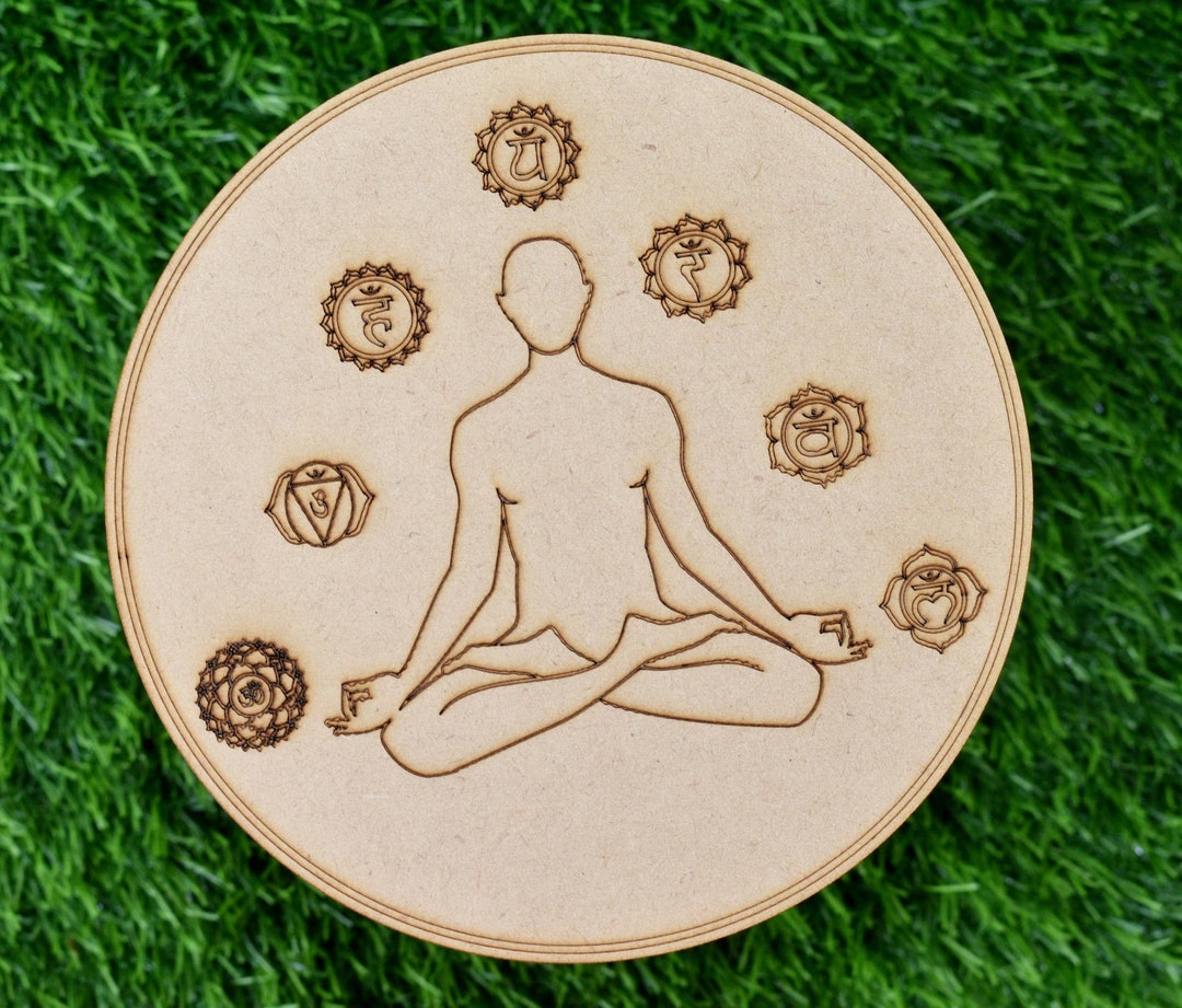 7 Chakra With Yoga Crystal Grid 6" Plate, Wooden Plates, Crystal Grid ...