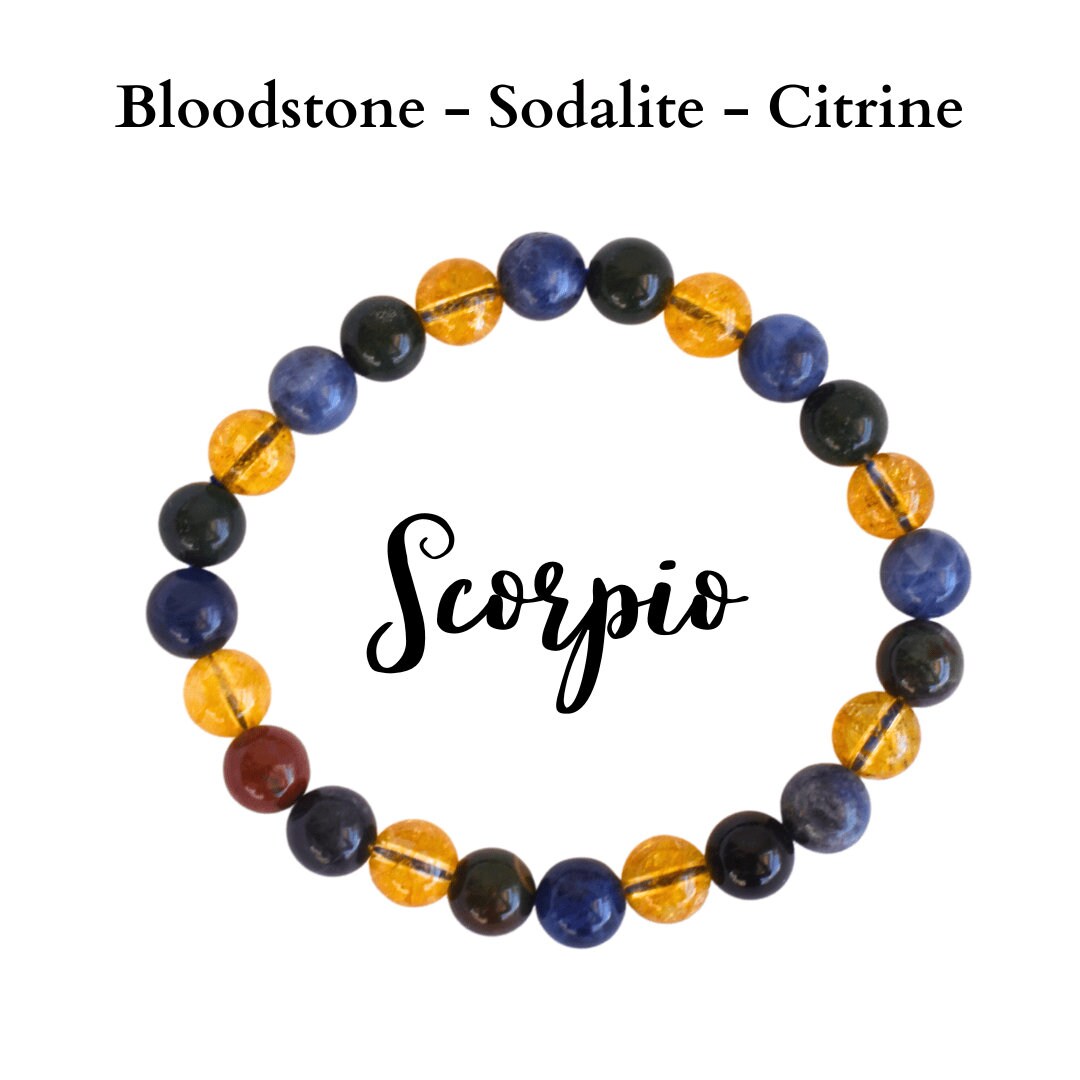 Scorpio Zodiac Stones Bracelet, Zodiac Sign Stones Gifts Zodiac ...