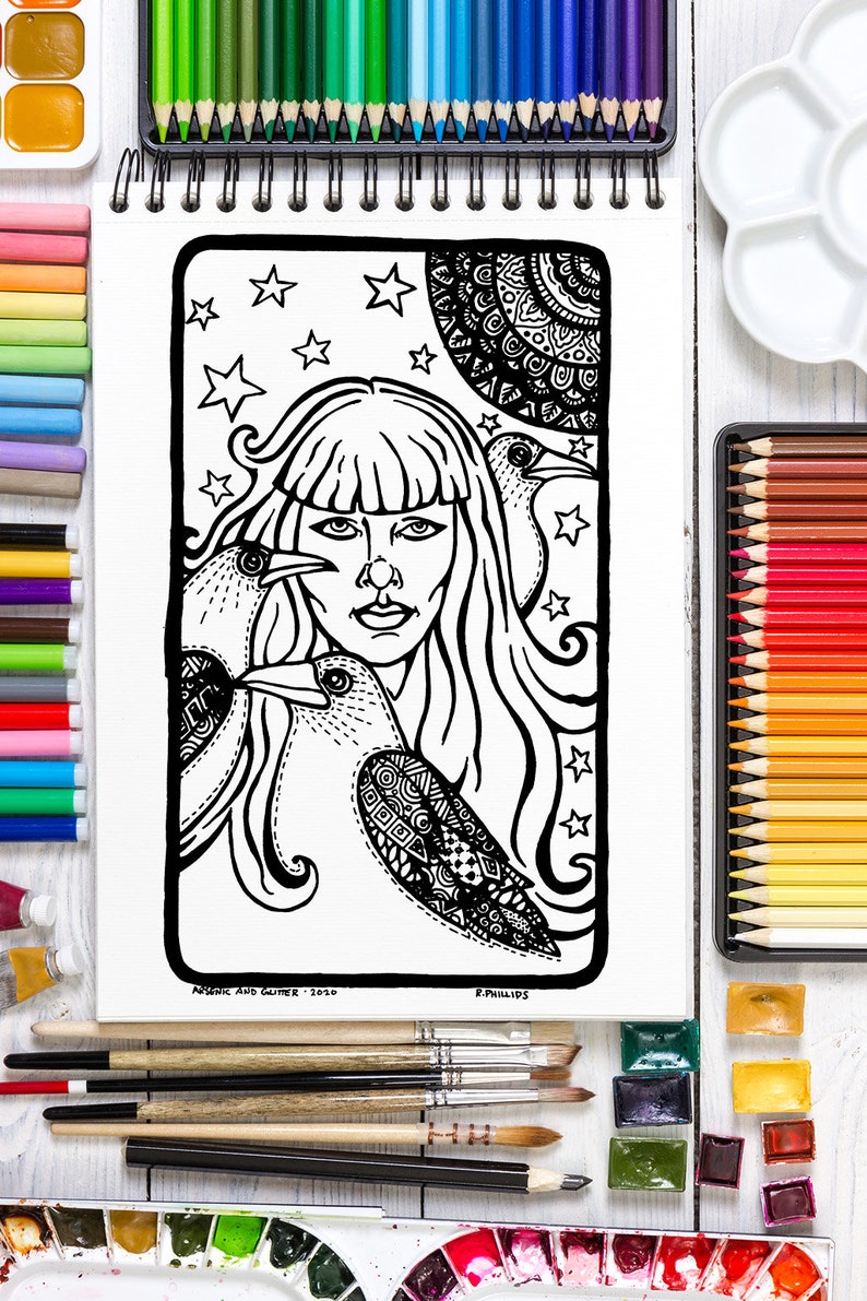 Celtic Goddess the Morrigan Printable Adult Coloring Page - Etsy
