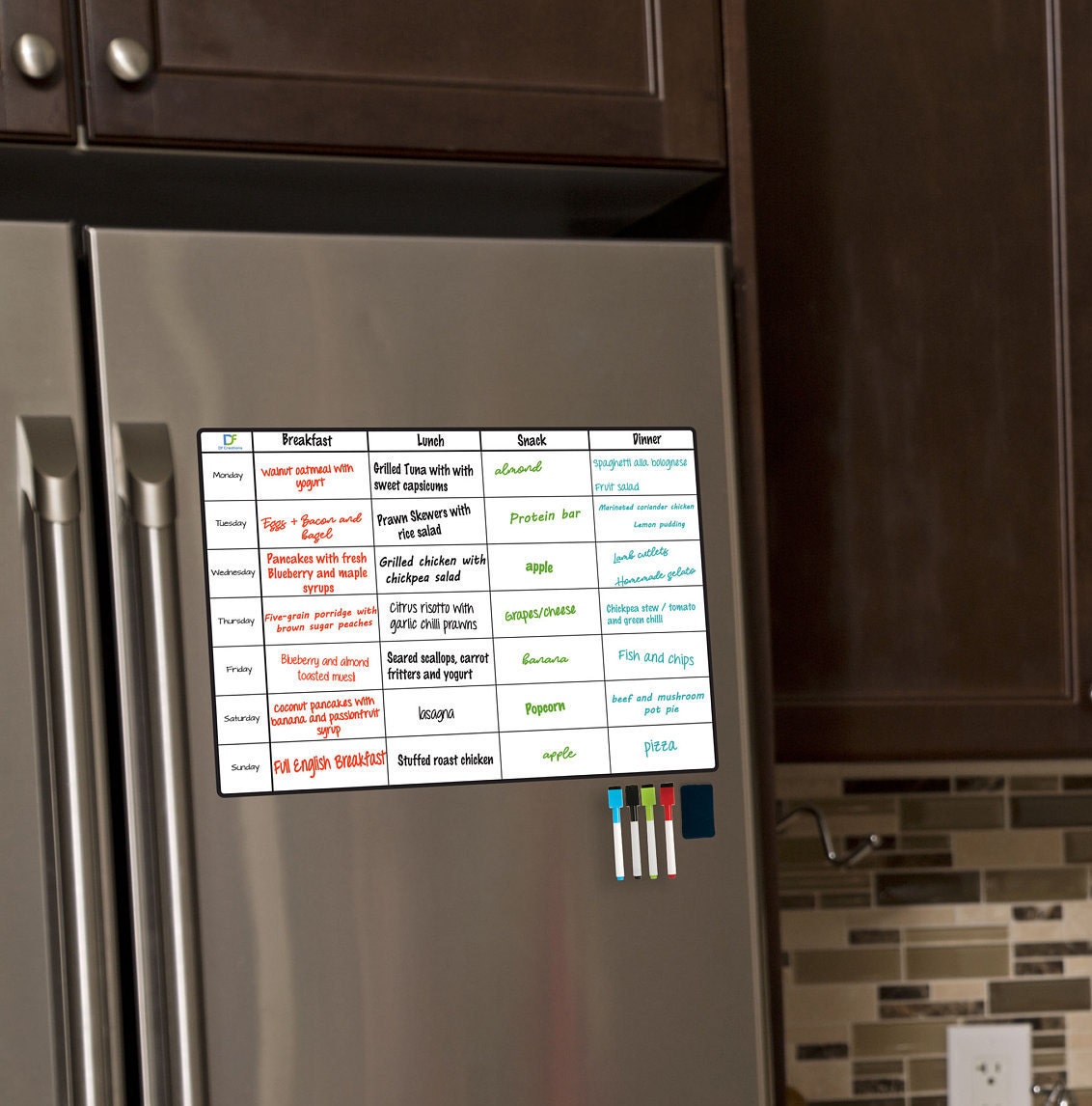 A3 Fridge Meal Planner Magnetic Weekly Whiteboard | Etsy