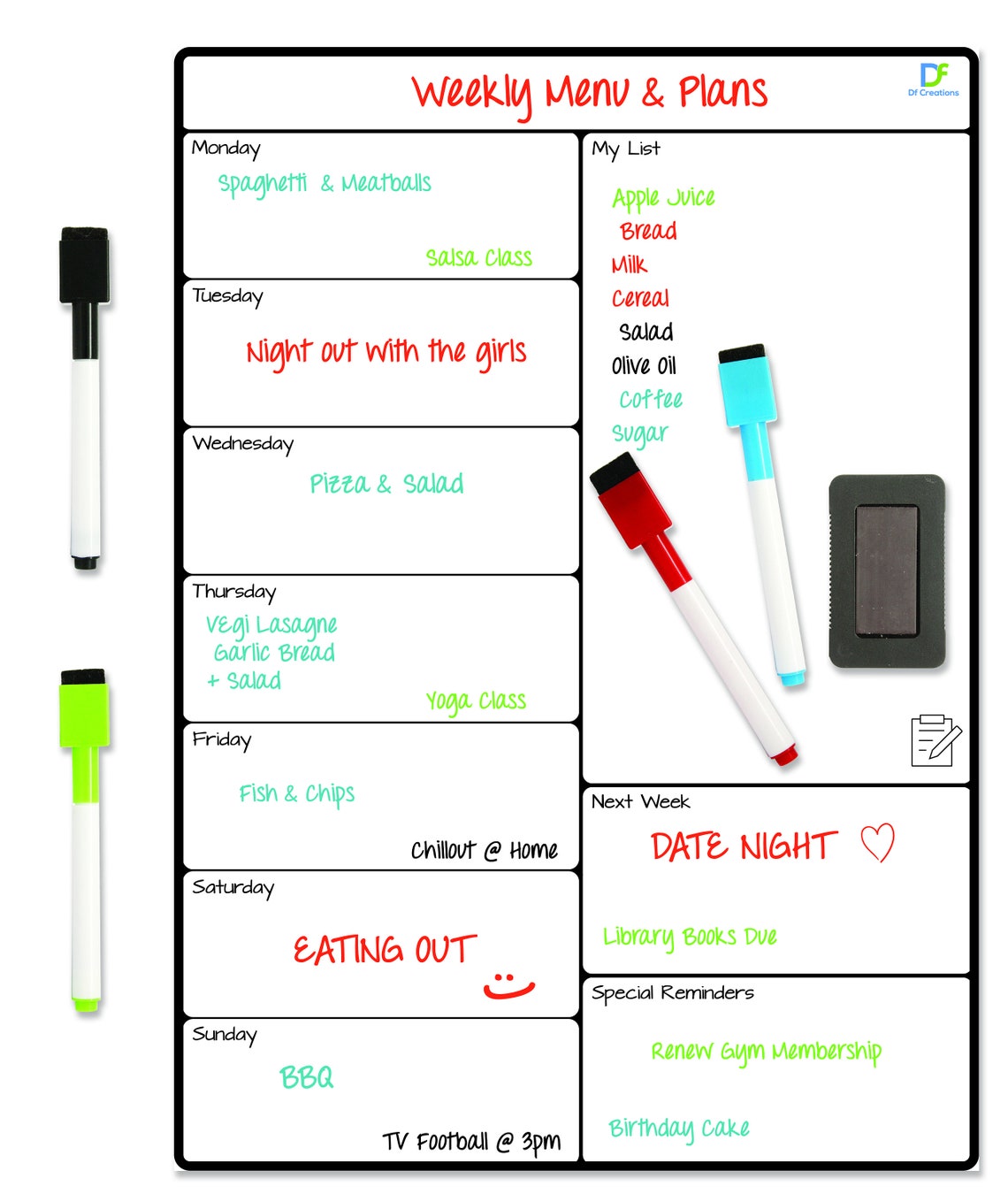 A3 Magnetic Whiteboard Planner Weekly White Board Calendar | Etsy UK