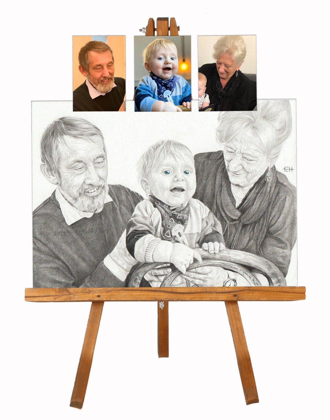 Pencil Family Memorial Portrait - Photo to Drawing - Adding Deceased ...