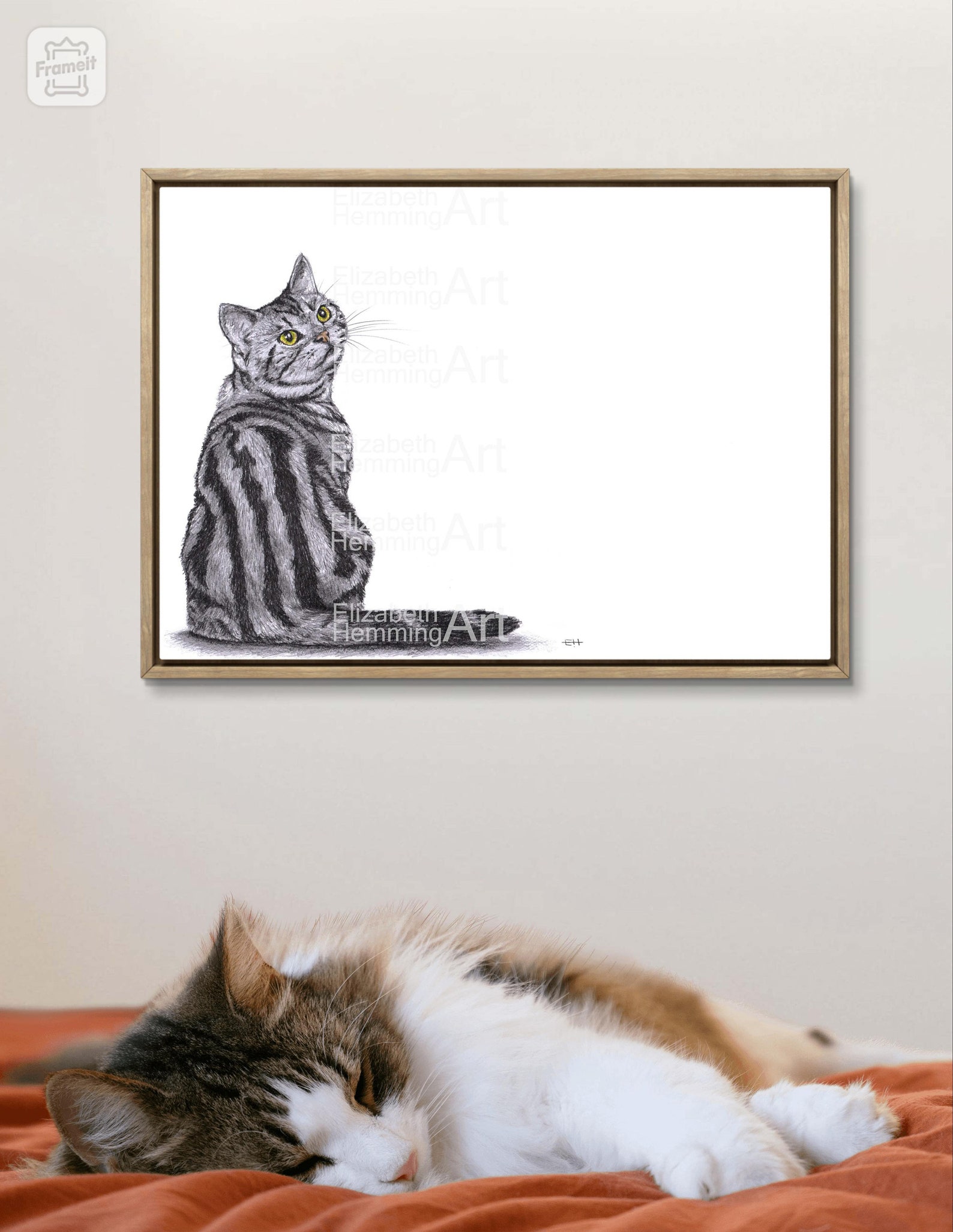 Cat Digital Wall Art, Cat Print, Tabby Cat Art, Digital Print, Print at ...