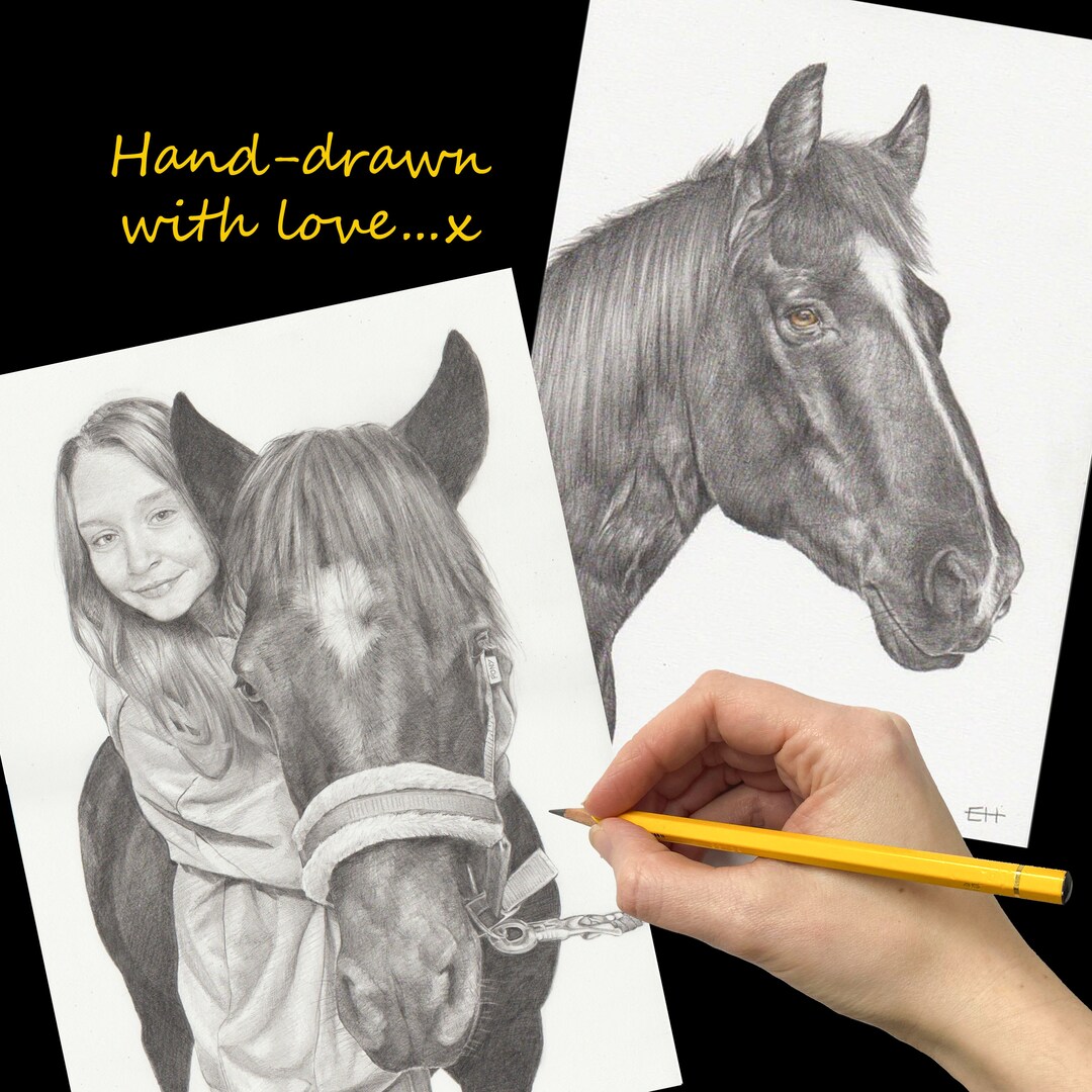 Personalised Horse Lover Gift, Custom Horse Drawing, Equestrian Gifts ...