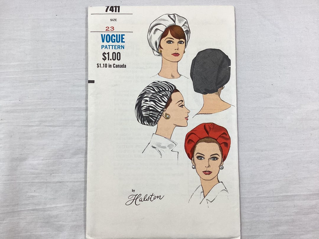 Halston HAT - 1957 VOGUE Sewing Pattern #7411 - Size 23 - Factory ...