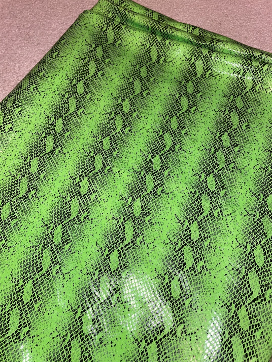 Neon Green Snake Print Metallic Foil Fabric - Etsy