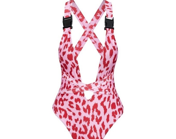 One Piece Retro Style Swimsuit Ruched Monokini Open Low Back Bathing ...