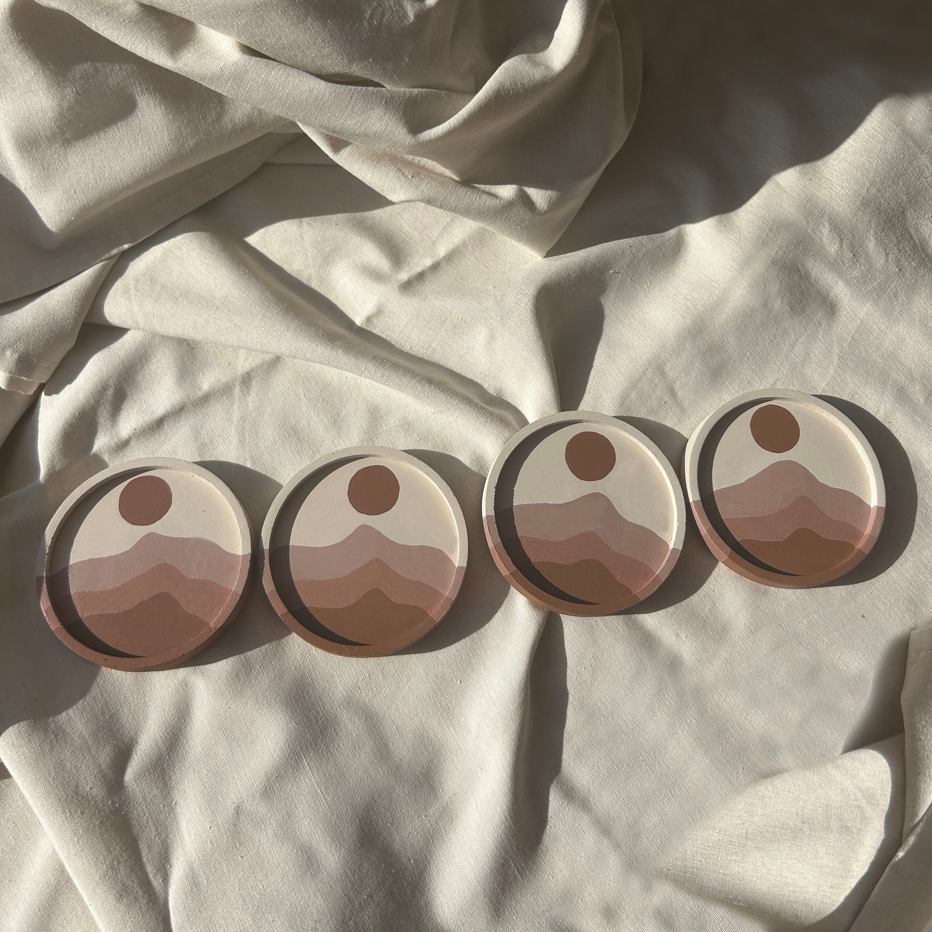 Concrete Coasters Boho Design Terracotta Mountain Desert - Etsy