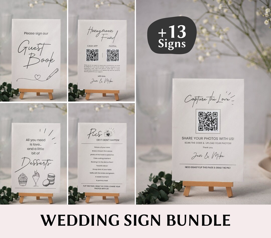 Wedding Sign Bundle Wedding Sign Template Modern Wedding Signage Bundle ...