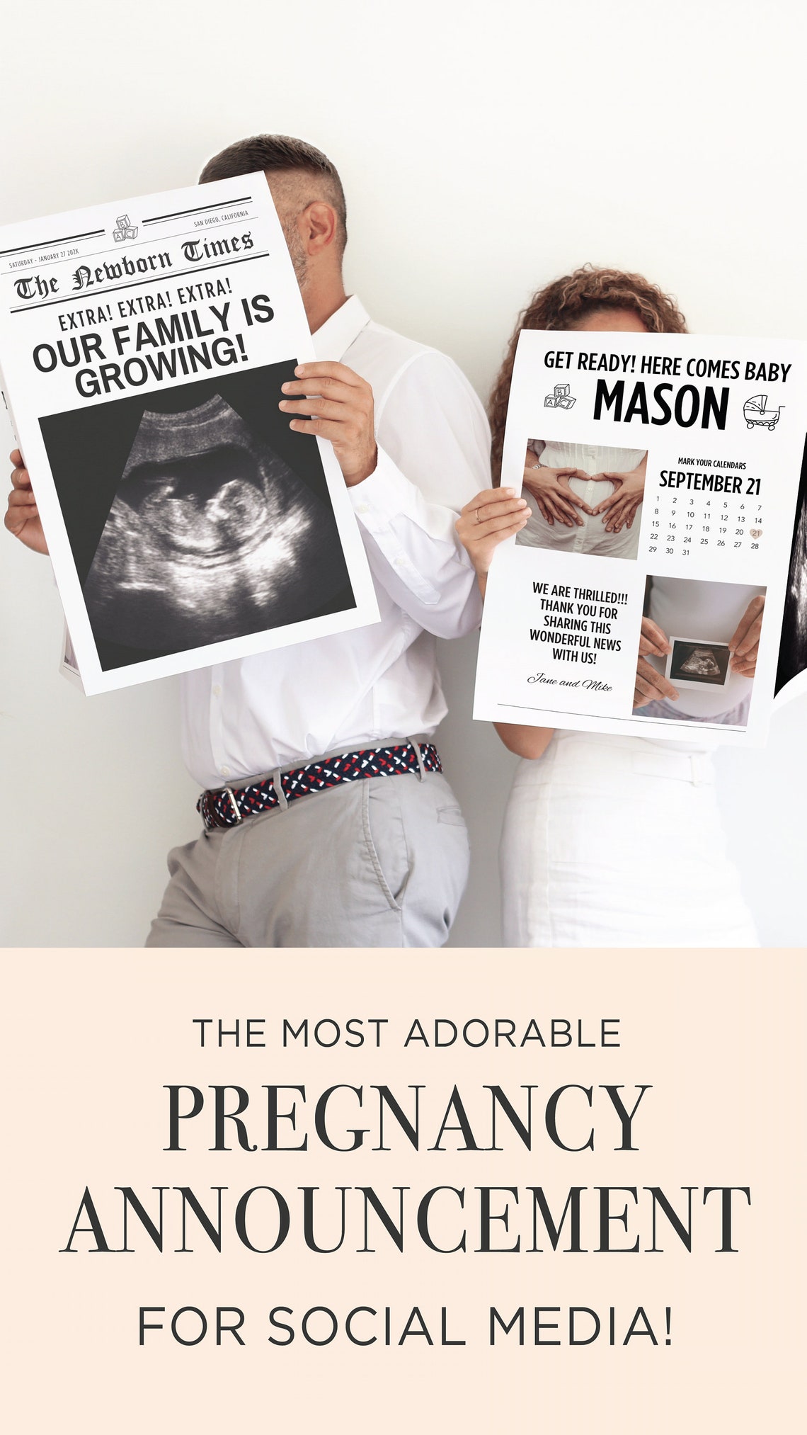 Custom Newspaper Pregnancy Reveal Newspaper Baby Announcement Baby ...