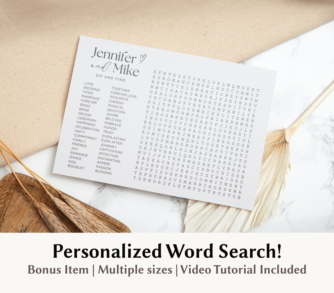 Small Word Search Puzzle Printable Word Search Wedding Template Game ...